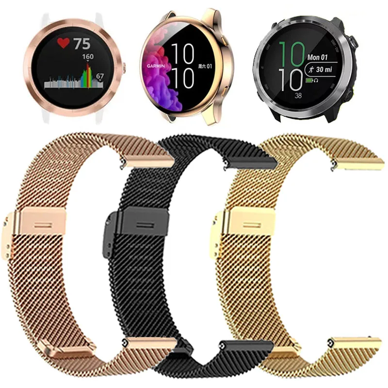 Stainless-Steel-Bracelet-For-Garmin-Vivoactive-4s-4-3t-3-Venu-2s-2-SQ ...