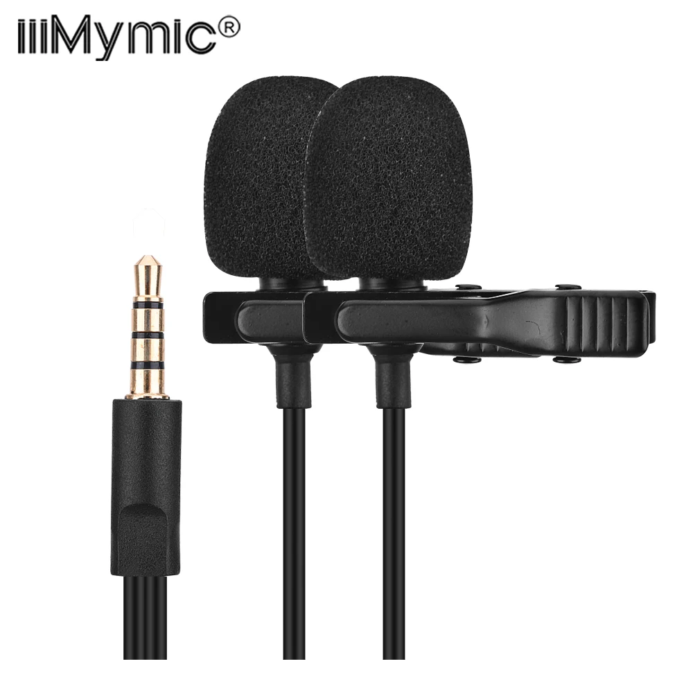 iiiMymic Dual-Head Lavalier Lapel Microphone Clip on Wired Mic for ios ...