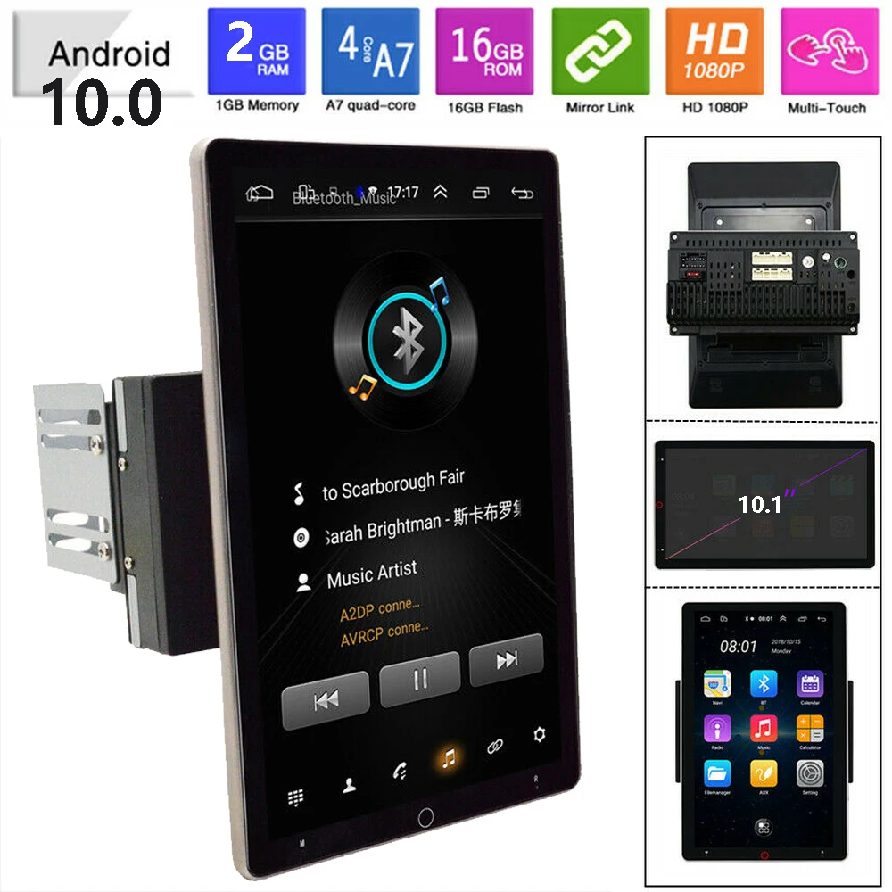 10.1″ Universal Rotating Screen 2din Android 10 Car Radio Multimedia ...