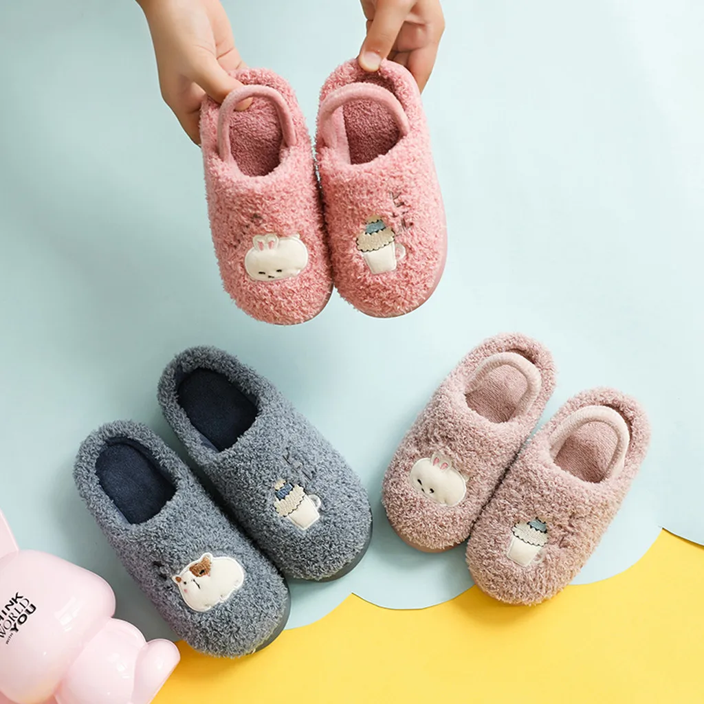 Winter kids slippers Cartoon Candy color platform bedroom slipper ...
