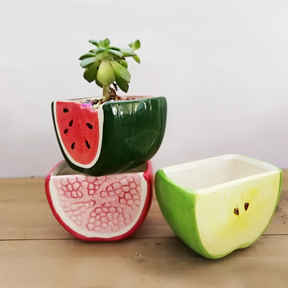 Floral & Garden Crafts Home & Hobby Watermelon Flower Pot Trio etna.com.pe