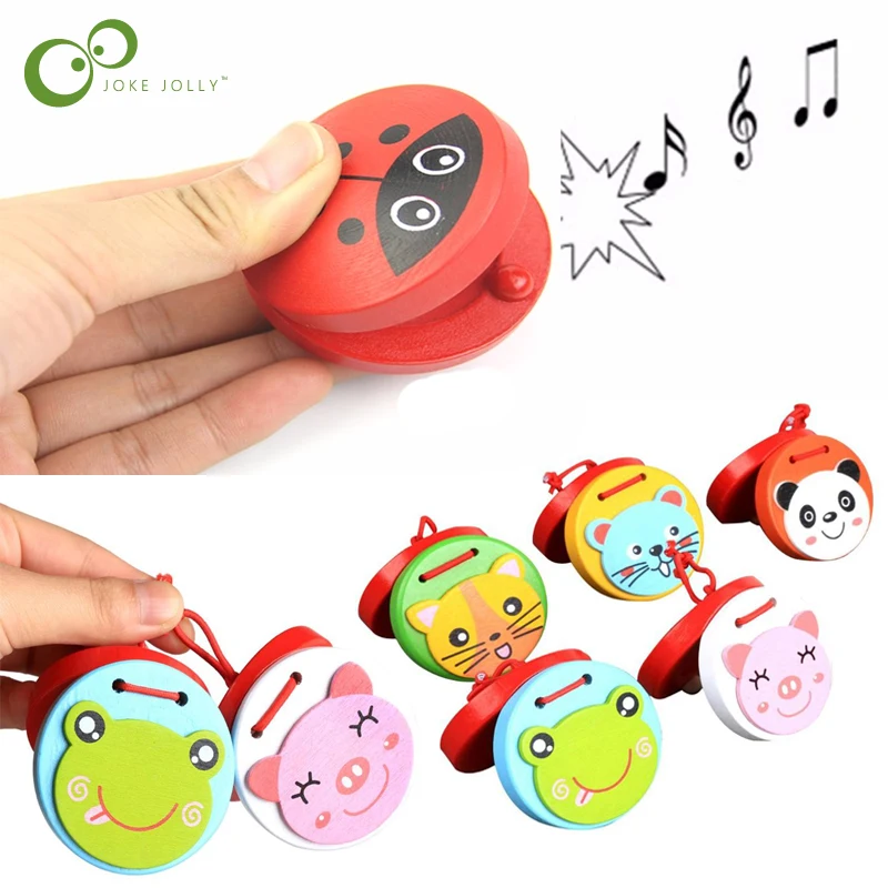 Baby Music Wooden Castanets Music Instruments For Kids Clapper Handle ...