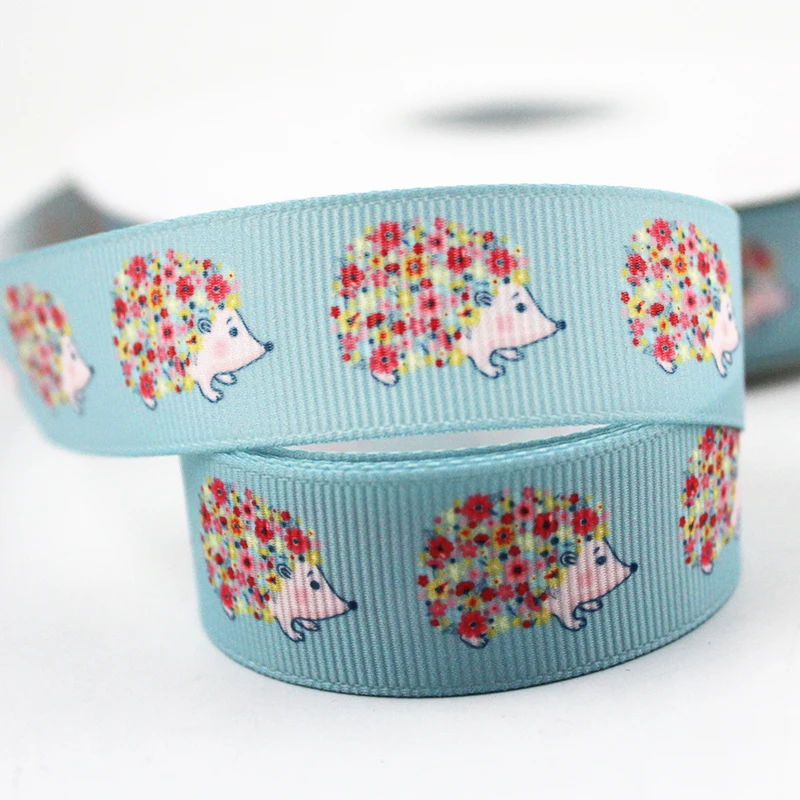 16mm-22mm-25mm-38mm-75mm-Big-Hedgehog-print-grosgrain-ribbon-10-25 ...
