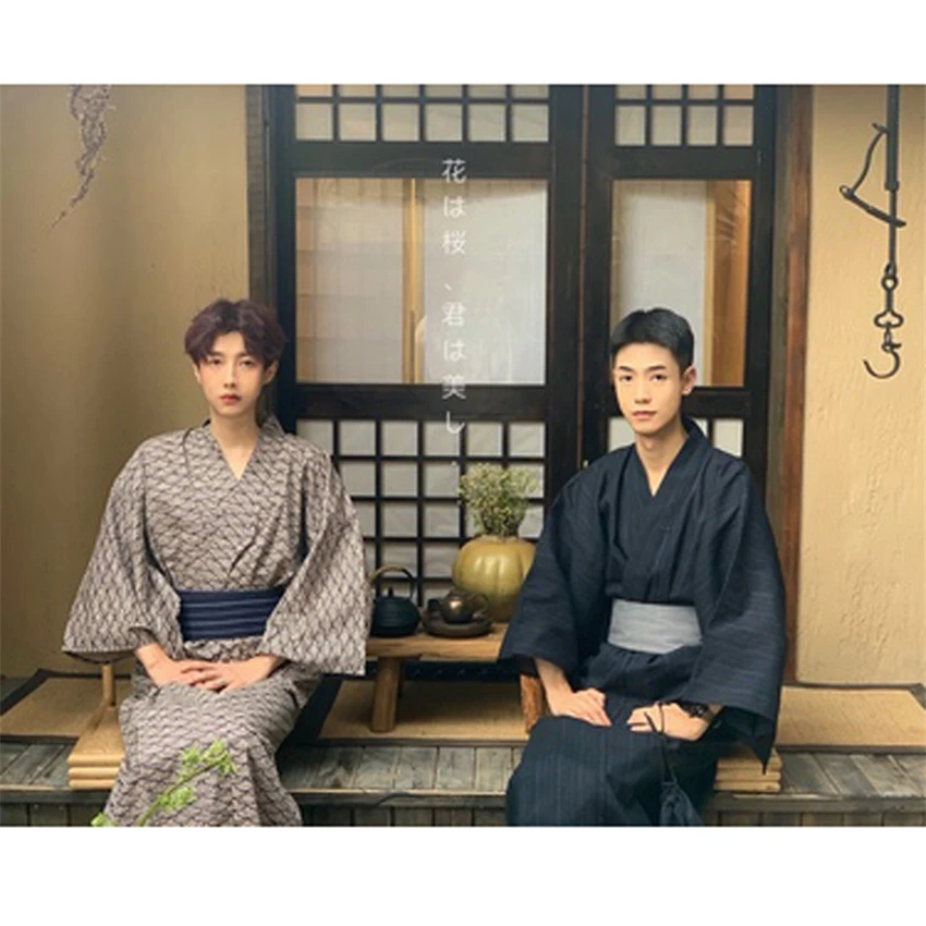 Japanese-Traditional-kimono-Men-Haori-Pajamas-Yukata-Cotton-Retro ...