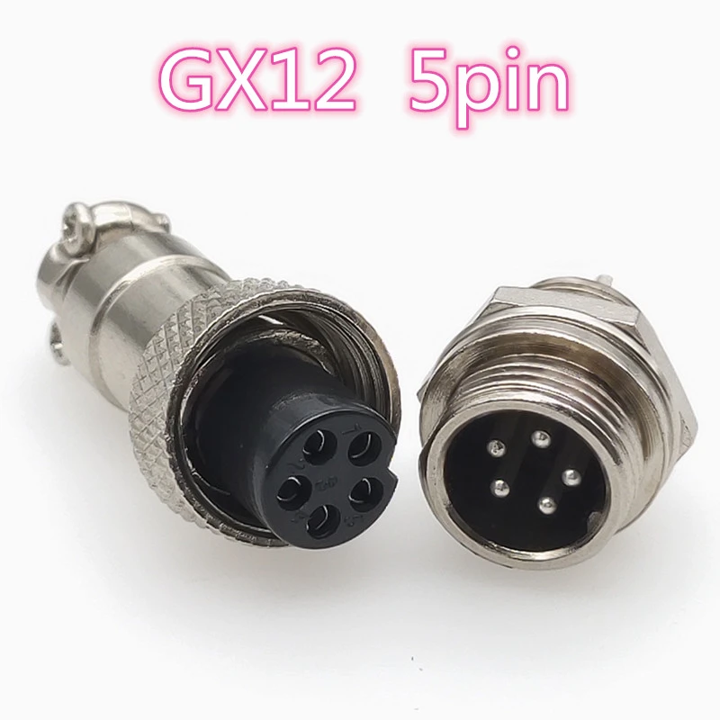 5Pcs/Lot Gx12 5 5Pin Male + Female 12Mm L88 93 Wire Circular Panel ...