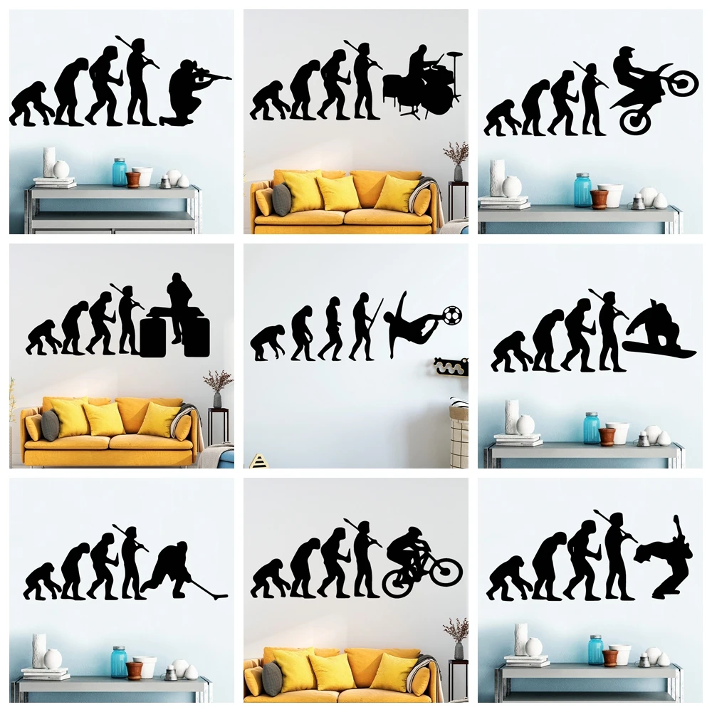 Delicate Evolution Shooting Primitive Man Sport Wall Sticker Vinyl ...