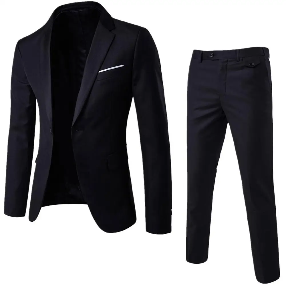 Men Spring 2 Pieces Classic Blazers Suit Sets Men Business Blazer ...
