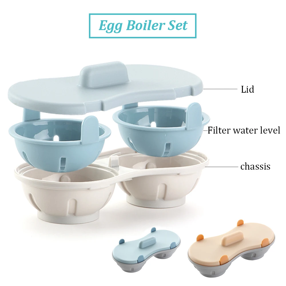 Microwave Egg Poachers Double Cups Egg Cooker Steamed Eggs Poaching ...