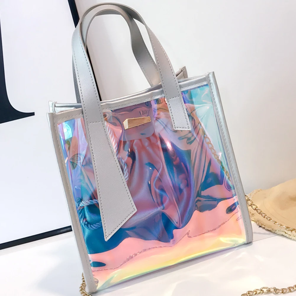 S.IKRR Holographic Laser Womens Bags Handbags Korean Style Jelly ...