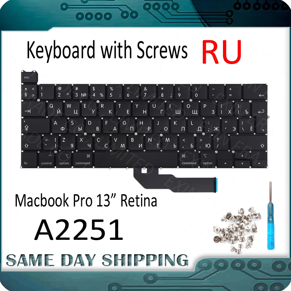 New A2251 Keyboard Russian Russia Ru For Macbook Pro Retina 13" A2251 ...