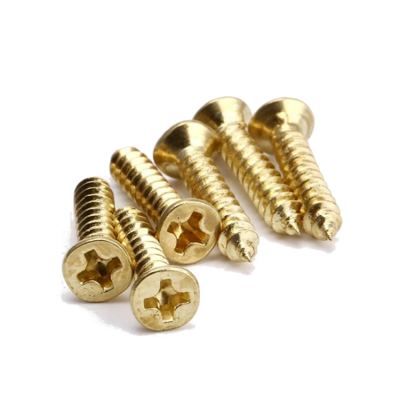 50 pcs Brass/Imitation Gold M3 M3.5 M4 M5 Phillips Flat Head Self ...