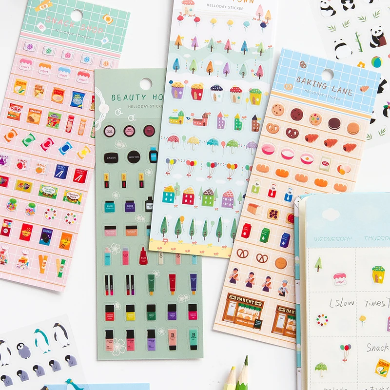 Helloday Sticker Cartoon Baking Snack Cosmetic Penguin Panda Fairy Town ...