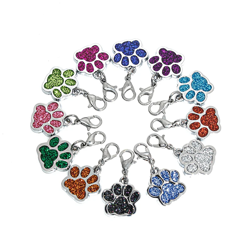 10pcs/lot Dog Cat Paw Charms For Jewelry Making Glitter Pendant Hang ...