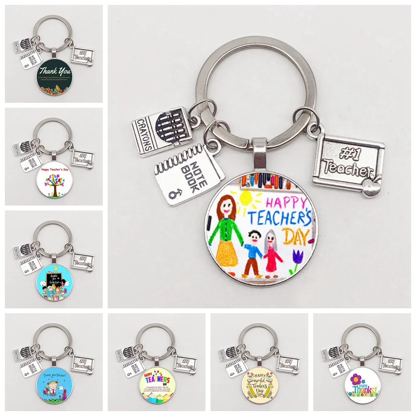 Appreciation-Teacher-Keychain-Drawing-Board-Crayon-Notebook-Charm ...