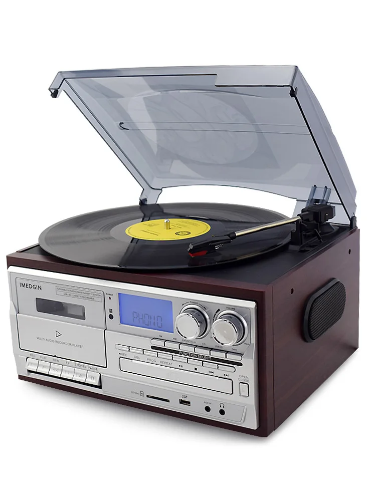 Bluetooth-LP-Vinyl-Record-Player-Turntable-CD-Cassette-Radio-USB-with ...