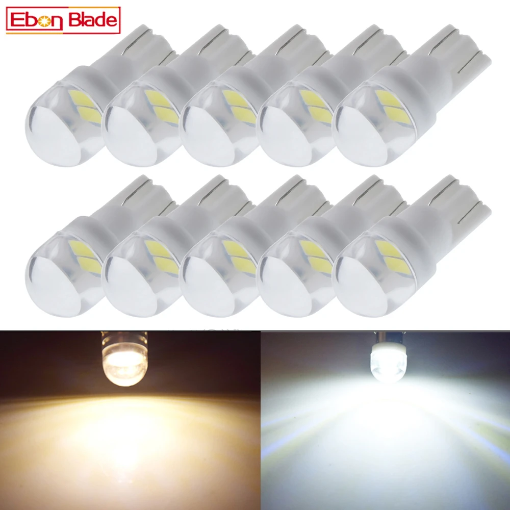 10Pcs T10 Warm White Car Light W5W 194 168 LED Wedge Bulb 6V 6.3V 12V ...