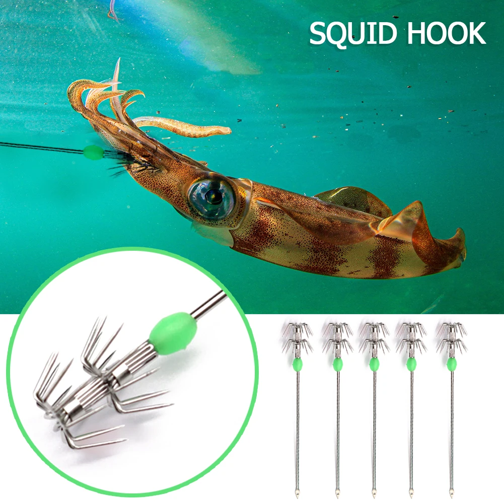 10 Pcs With Box Double Layer Umbrella Squid Hook Octopus Sepia Fishing ...