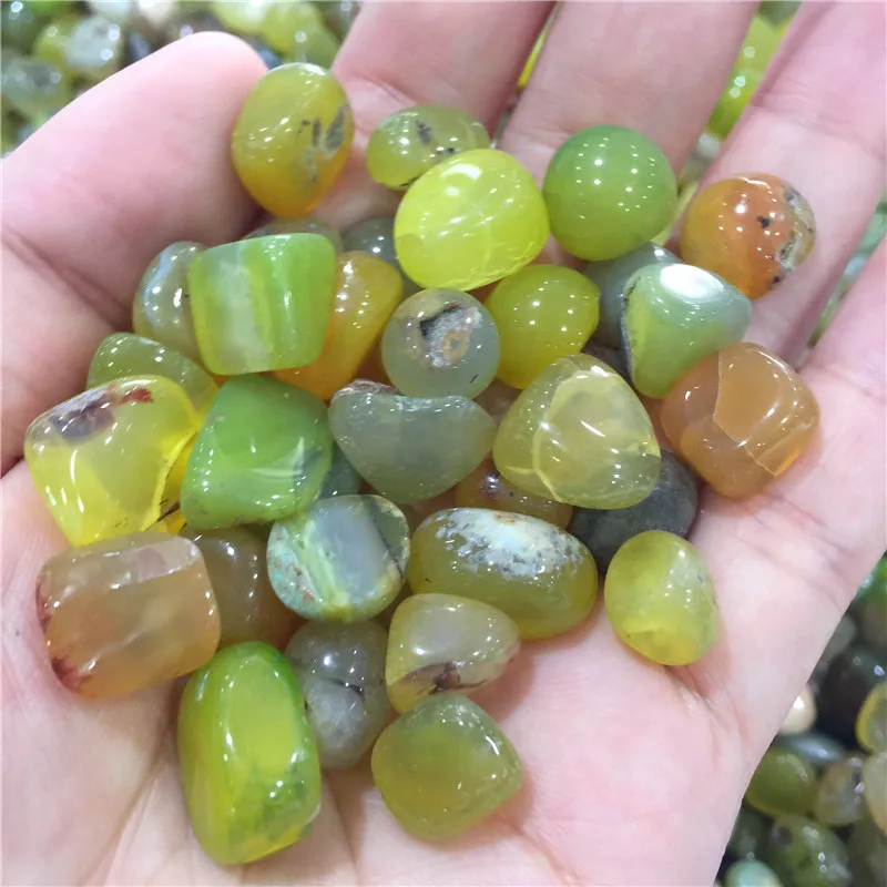 100g Natural Stone Yellow Green Agate Tumbled Stone Crystal Healing ...