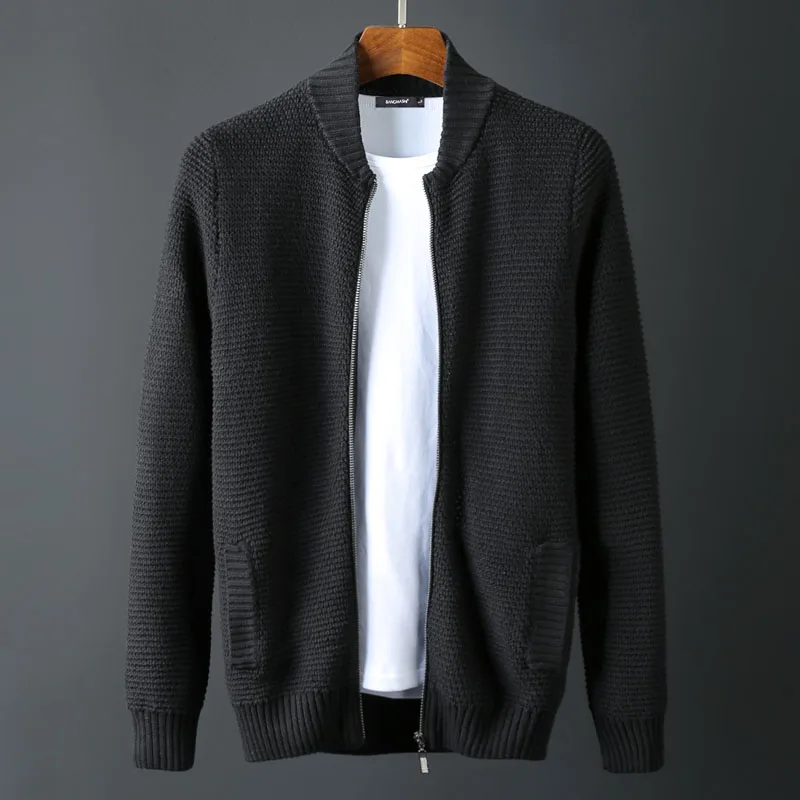 Stand Collar Sweater Men Luxury 1010 Cotton Zipper Sweater Man Winter