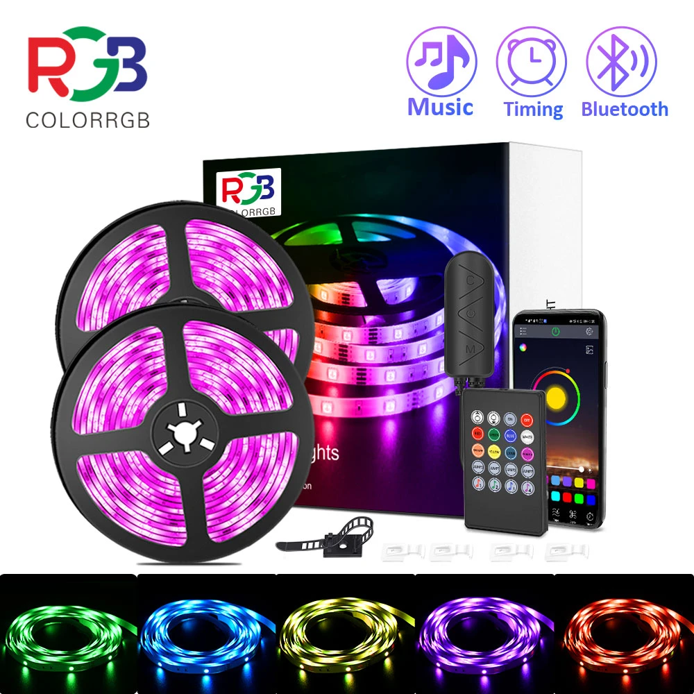 LED Strip Light, RGB 5050 Lights, Music Sync Color Changing, Built in ...