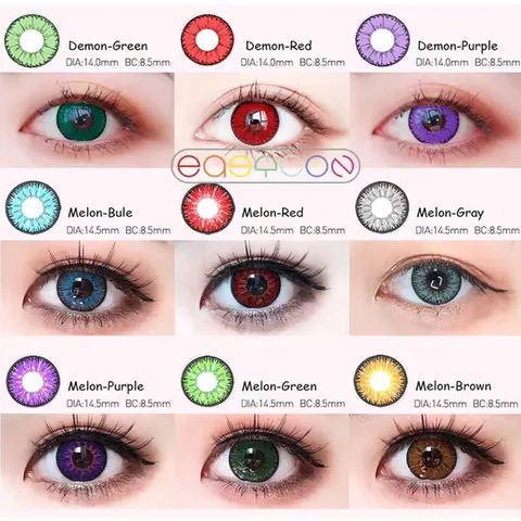 Easysmall Cherry Violet Power Unique Colored Contact Lenses For Eyes ...