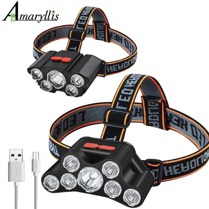 Usb Rechargeable Led Headlight Super Bright 5 Working Modes Headlamp ...