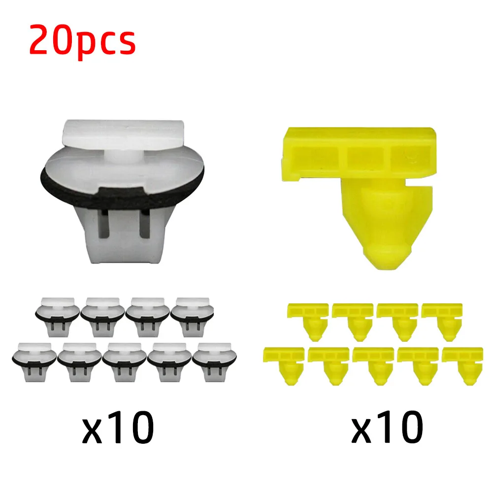 Yellow + White Clips 20pcs Moulding Clips Set For Nissan Juke 76882 ...