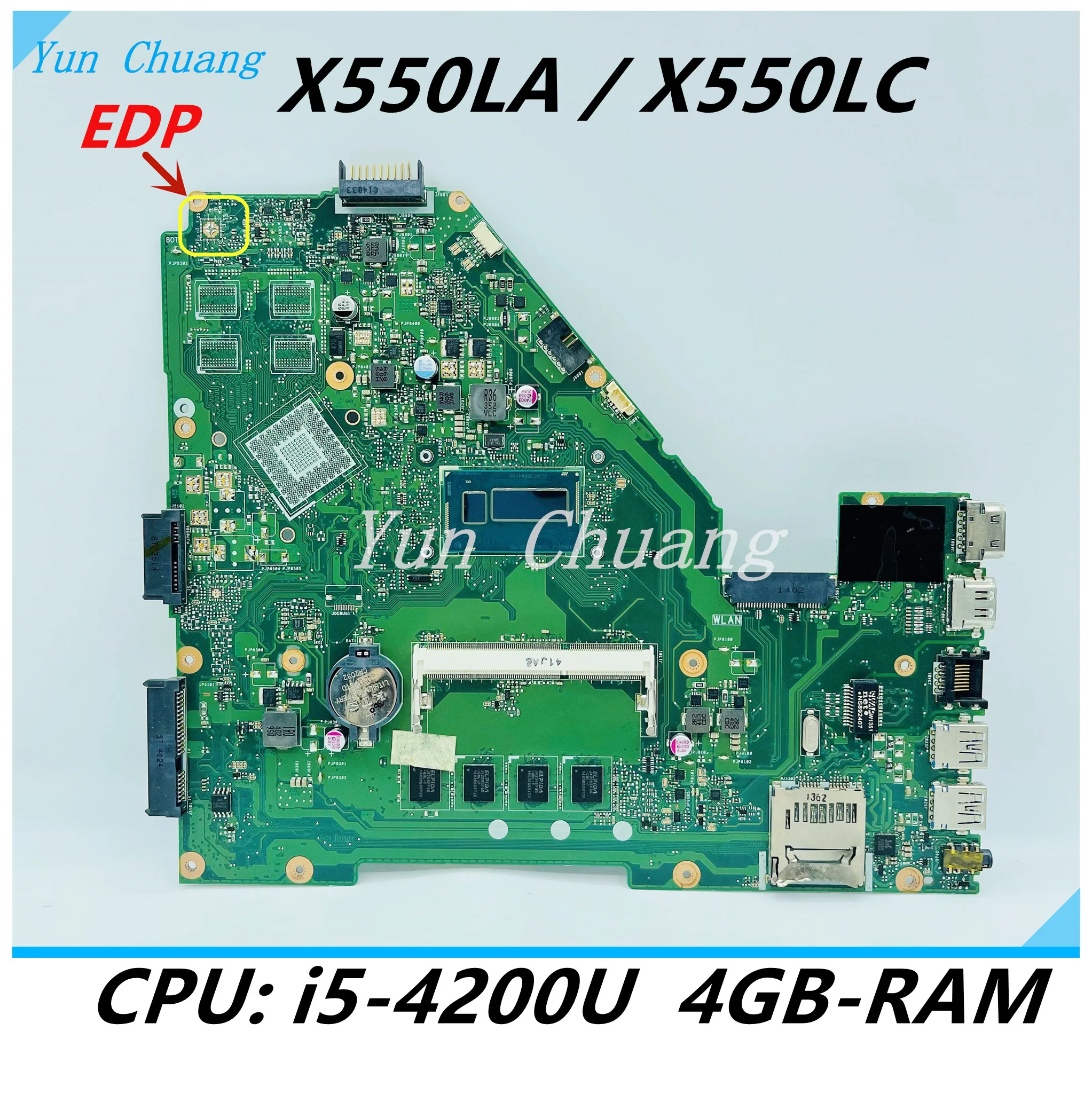 Used X550LA I3/i5 4th CPU 4GB RAM Mainboard For Asus A550L, 53% OFF