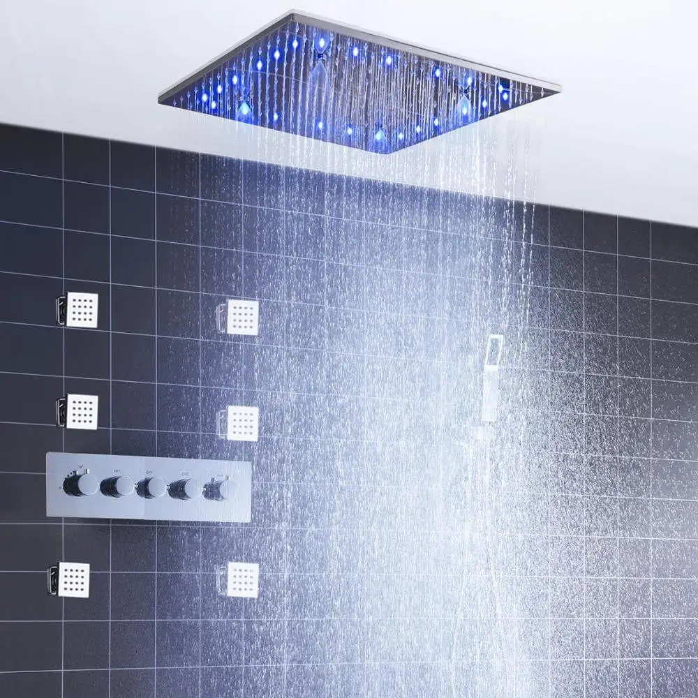 16-20-Inch-LED-Shower-Head-Faucet-Set-Rainfall-Spray-Massage-Lateral ...