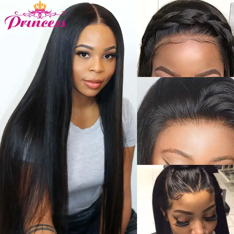 Princess-U-Part-Wig-Human-Hair-Straight-Lace-Front-Wigs-Glue-less-Human ...