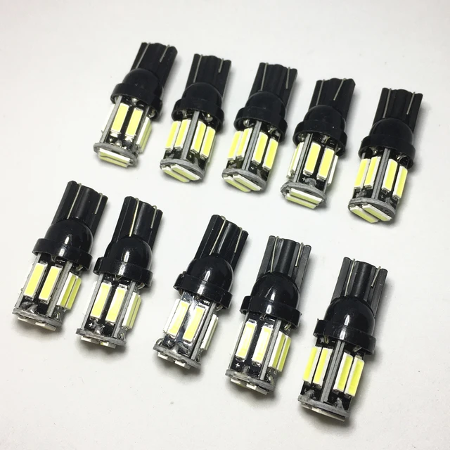 10Pcs W5W 10 7020 SMD Car T10 LED 194 168 Panel Lamp White Bulbs For ...