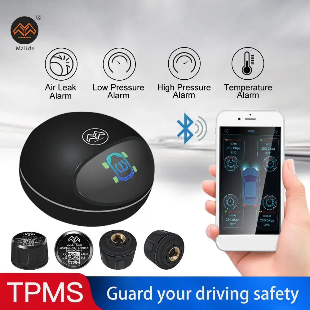 Vehemo 타이어 압력 알람 TPMS, 센서, 모바일 앱, 타이어 압력 모니터링 시스템, 자동차, 안드로이드, 4 개|타이어 기압알람| - AliExpress