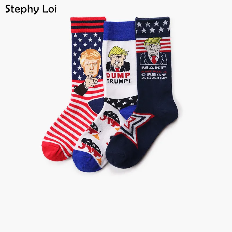 Novelty President Donald Trump Cotton Crew Men Women Socks Star Casual ...