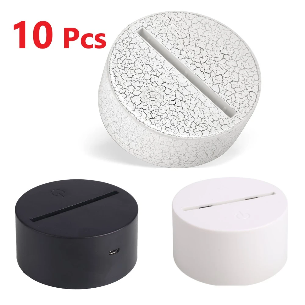10Pcs ABS 3D Lamp Bases Night Light Base Holder USB Cable Touch 7 Color ...