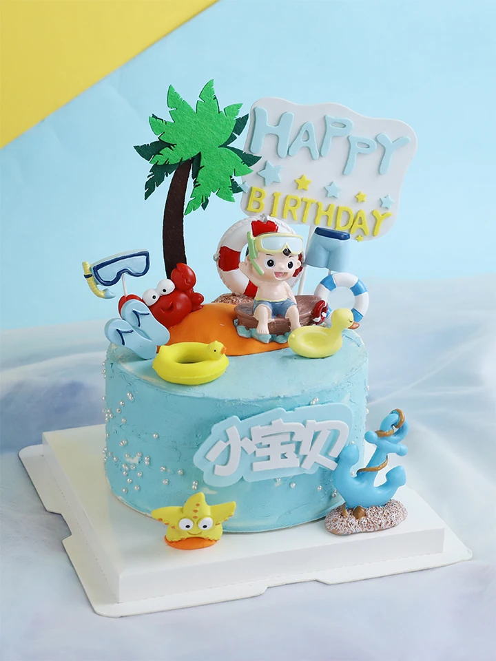 Cake Topper ZXSWEET Summer Ship Nautical Anchor Life Buoy Cake ...
