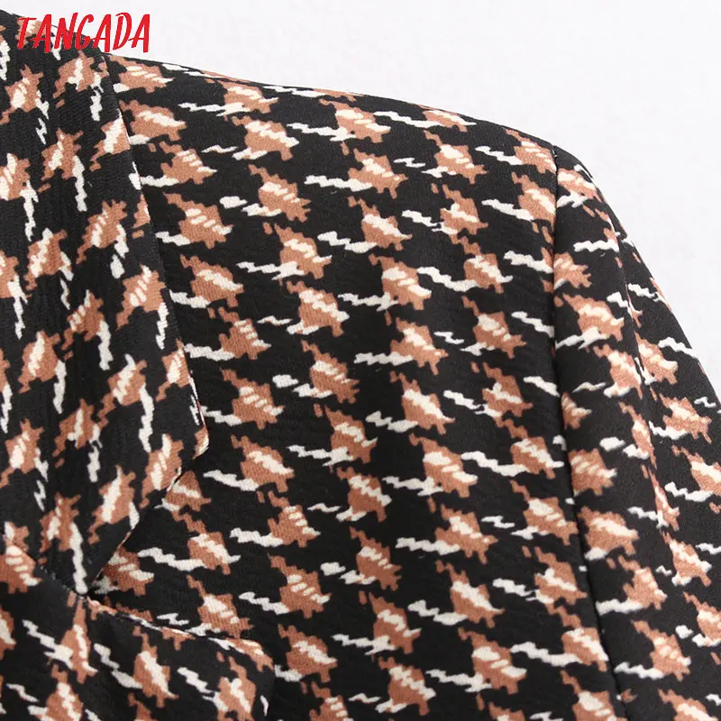 Tangada женское элегантное платье блейзер с принтом с длинным рукавом и пуговицами винтажный