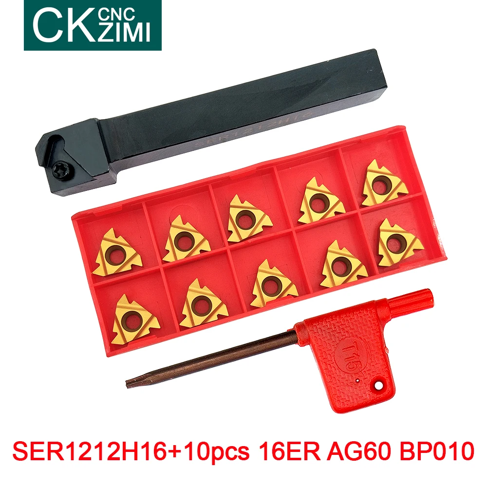 SER1212H16 CNC Tool Holder + 10PCS 16ER AG60 carbide insert Lathe ...