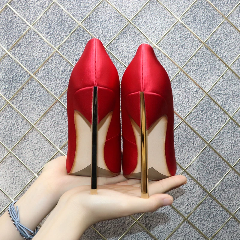 Sexy-Red-Satin-High-Heel-Pumps-12cm-10cm-8cm-Gold-Metal-Heels-Dress ...