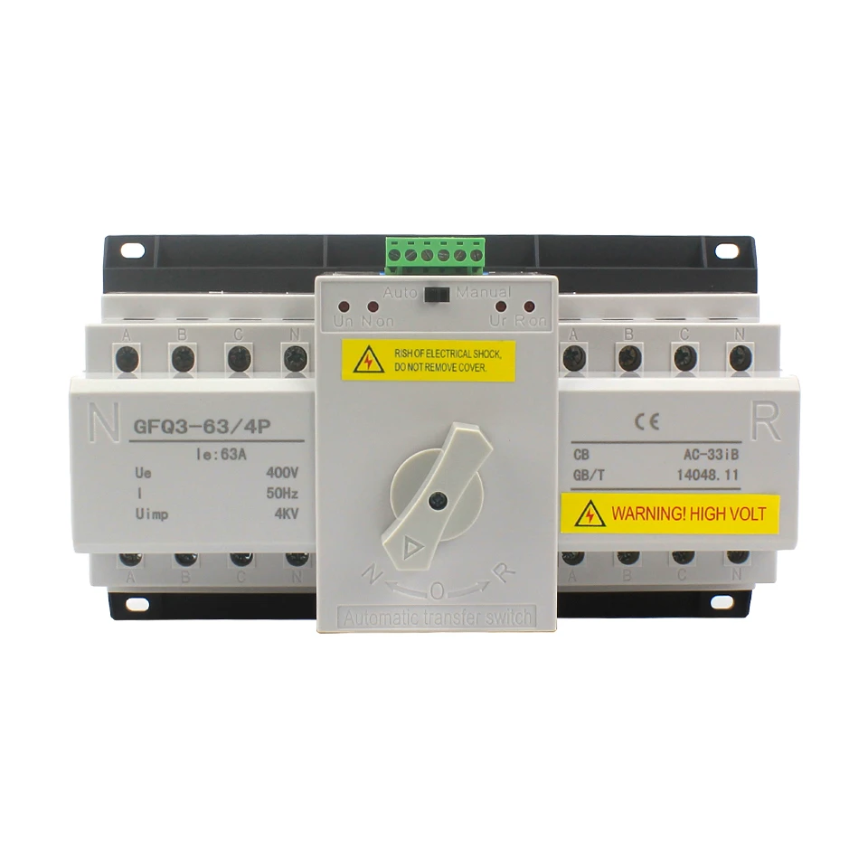 4P 63A 380V MCB type Dual Power Automatic transfer switch Transfer ...