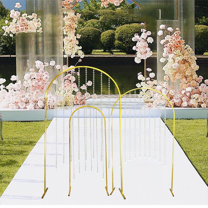 Wedding T station Round Bead Curtain Arch Decoration Gold Plating n ...