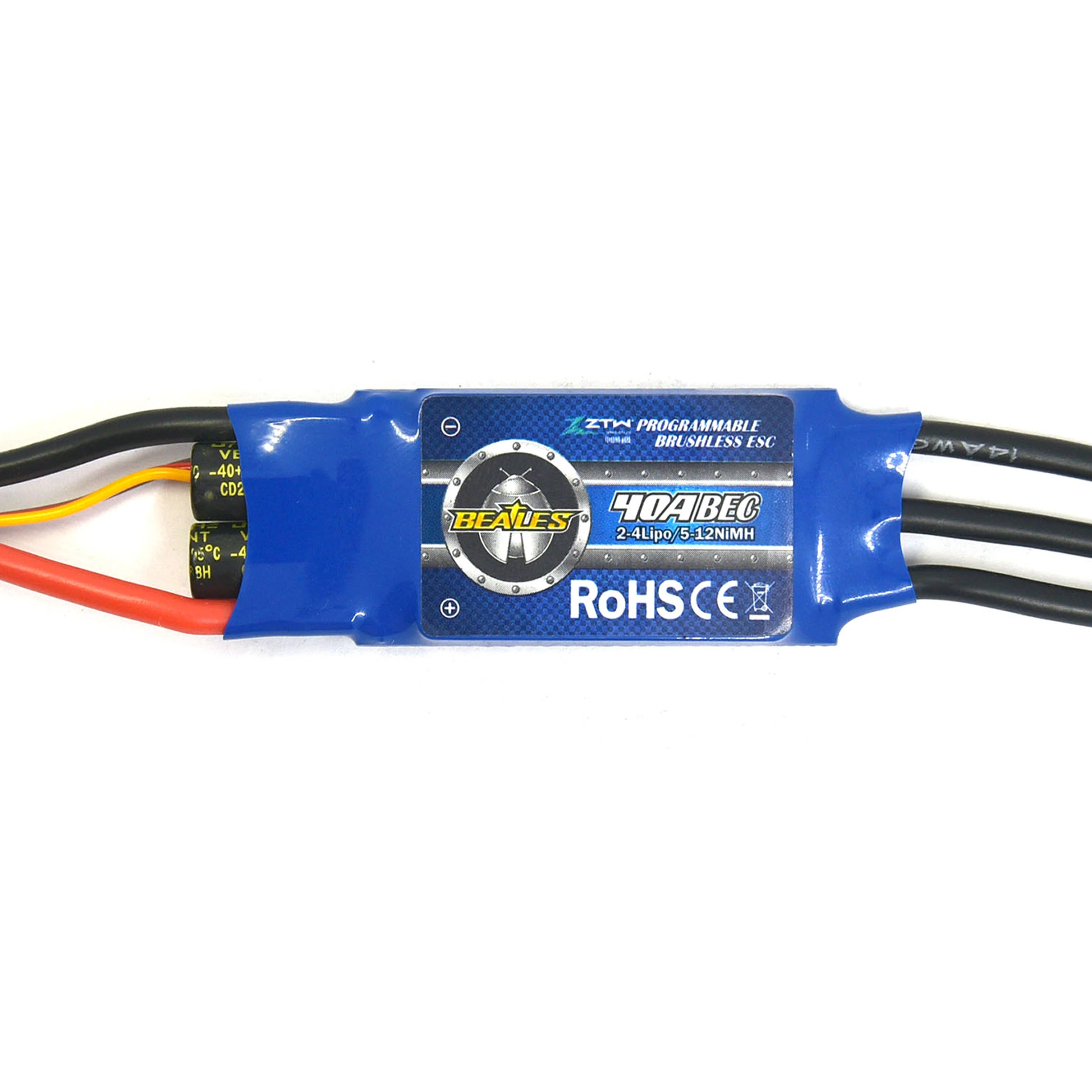 커넥터가 있는 ZTW 40A ESC 전자 속도 컨트롤러 2S ~ 4S, 5V/2A BEC 출력 RC 고정 날개 비행기용|부품 ...