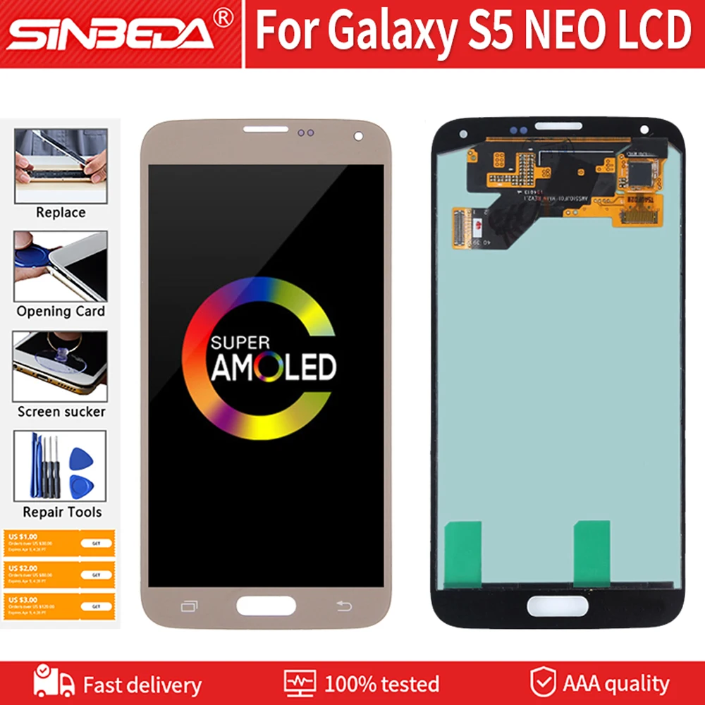5.1" Super AMOLED For SAMSUNG Galaxy S5 NEO LCD Digitizer Display Touch Screen For Samsung S5 ...