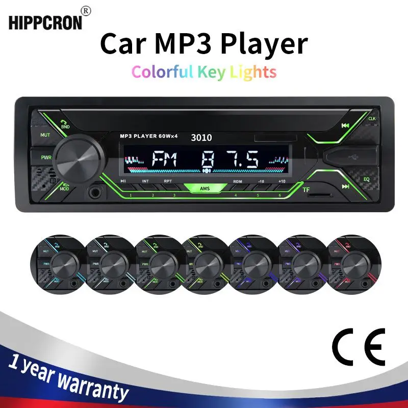 Car Radio Audio 1din Bluetooth Stereo MP3 Player FM Receiver 60Wx4 With ...