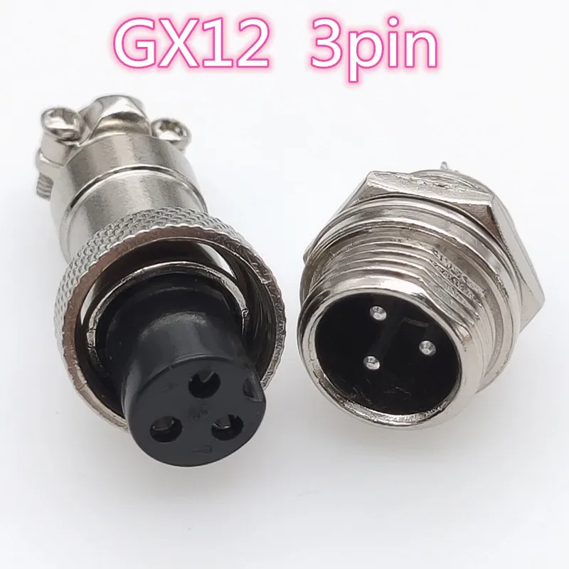 5Pcs-Lot-Gx12-3-3Pin-Male-Female-12Mm-L88-93-Wire-Circular-Panel ...