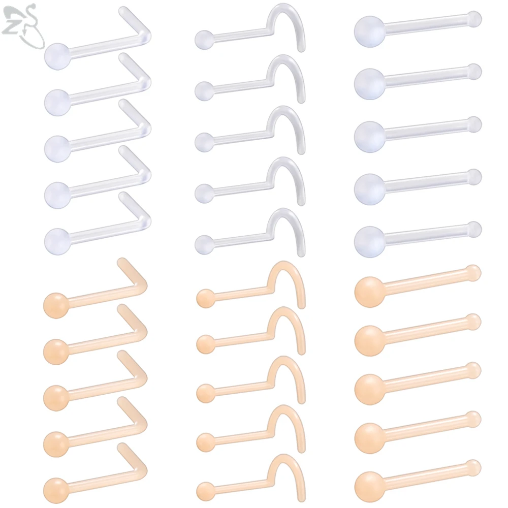 Nose Ring Skin Color Acrylic Retainer | Acrylic Nostril Piercing ...