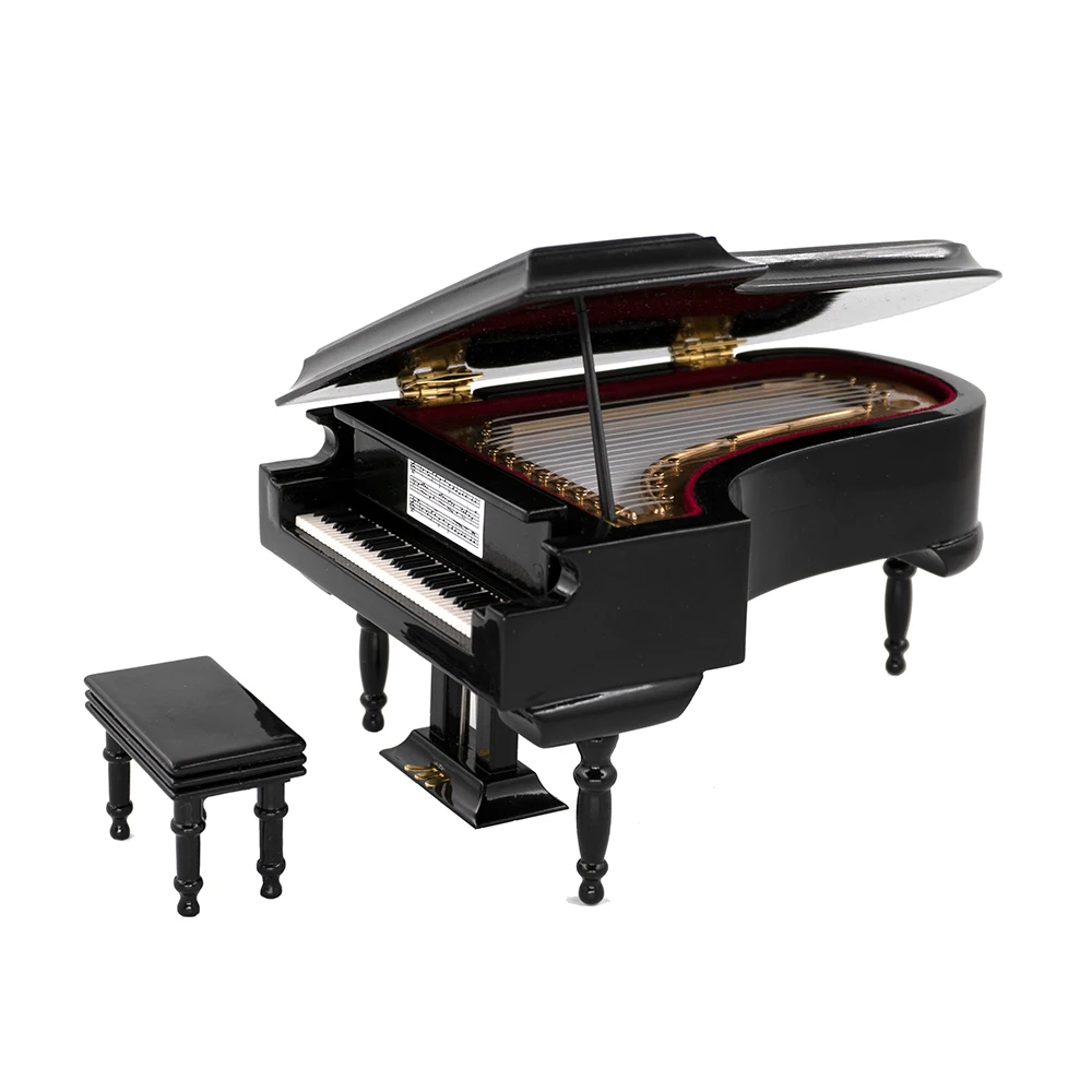 Miniature Grand Piano Model with Stool Mini Musical Instrument 1/12 ...