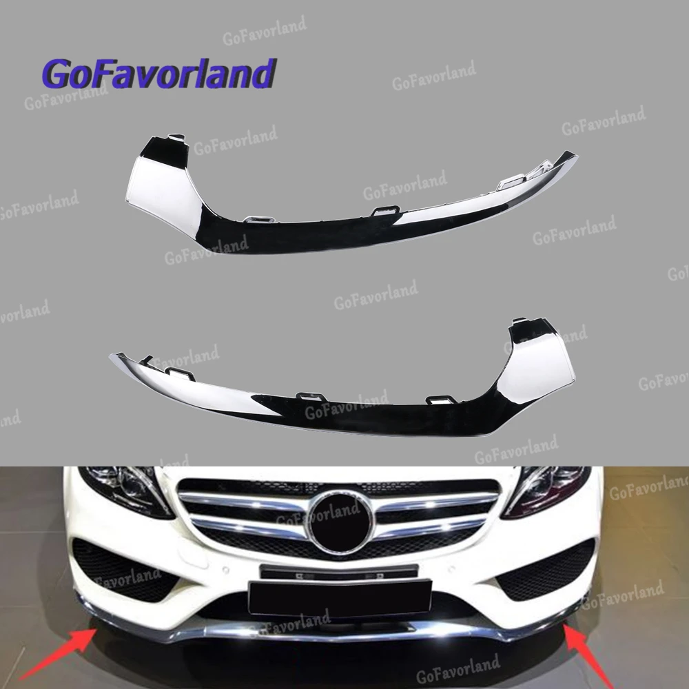 Pair Left Right Side Front Bumper Chrome Trim Molding 2058851374 ...