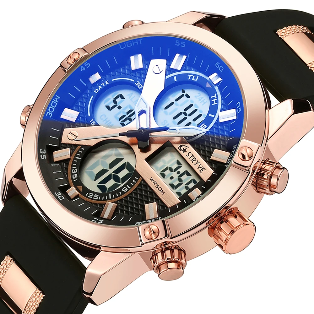 2020 STRYVE New Multi function LED Digital Sports Watch Men Analog 50M ...