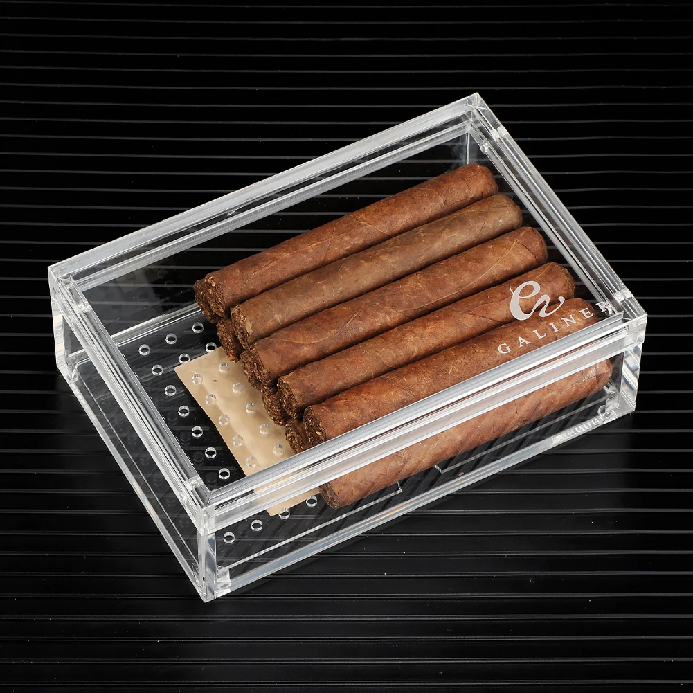 Galiner-Large-Clear-Acrylic-Cigar-Humidor-PVC-Home-Storage-20-Cigars ...