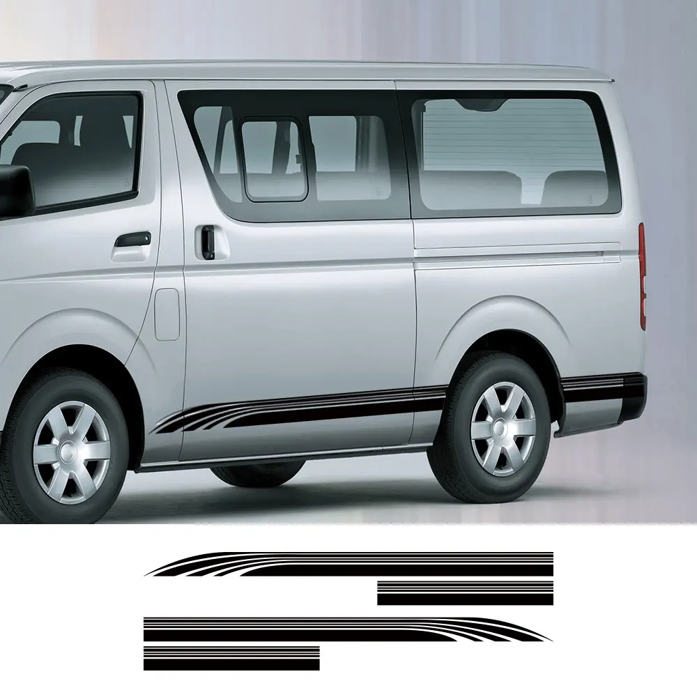 2pcs Car Stickers Door Side Skirt Decals For Toyota Hiace Bus Sport ...